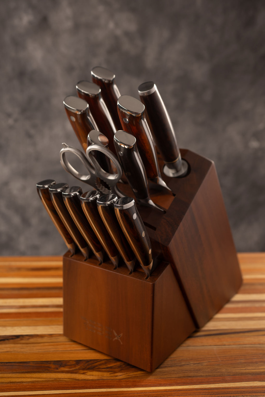 15 pc Damascus set with block REBEX – Rebex Cutlery